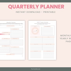 Quarterly Goal Planner | Printable Goal Planner, Digital Goal Worksheet ...