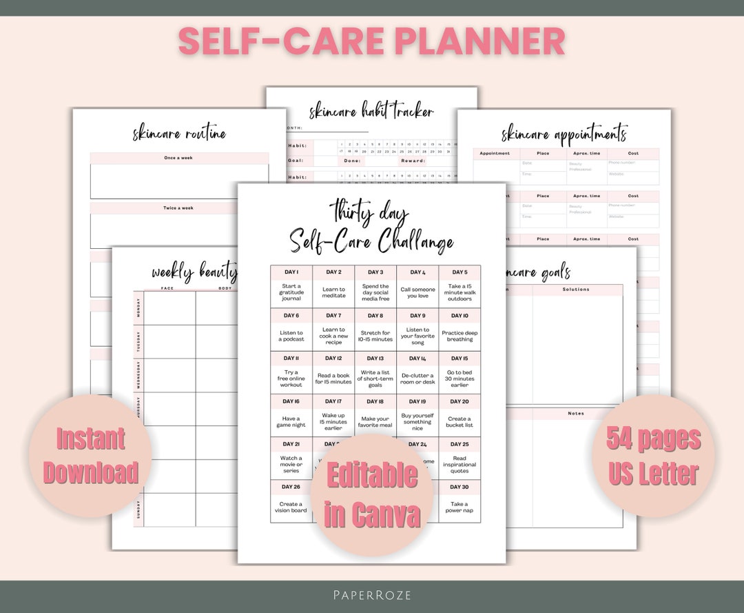 Self-care Planner | Plan for Mind, Body, Beauty, Your Complete Guide to ...