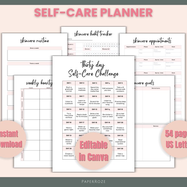 Self-care Planner Plan for Mind, Body, Beauty, Your Complete Guide to ...