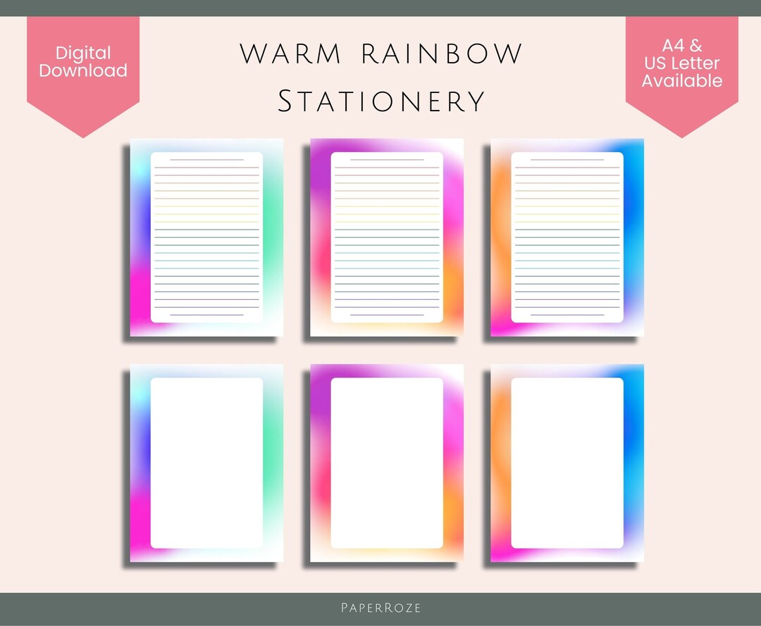 Rainbow Stationery Pack | LGBTQ+ Printable Writing Paper Set, A4 US ...