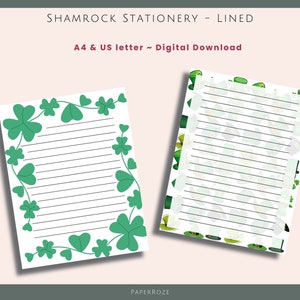 Shamrock St. Patrick's Day Stationery. St Patrick's Day Paper Pack. St ...