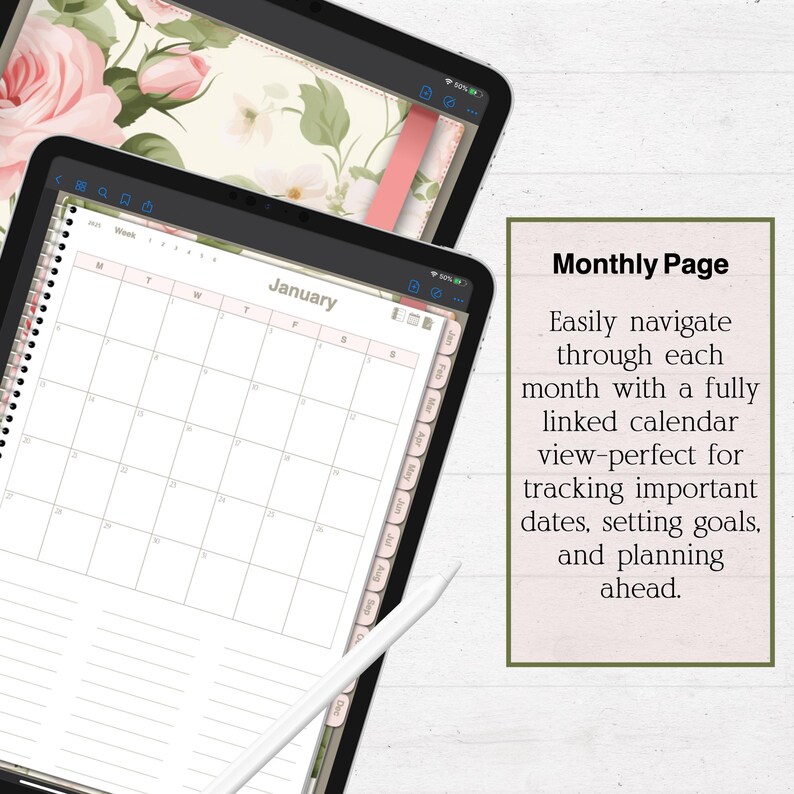 2025 Floral Planner | MONDAY Start | Monthly, Weekly & Daily Planner ...