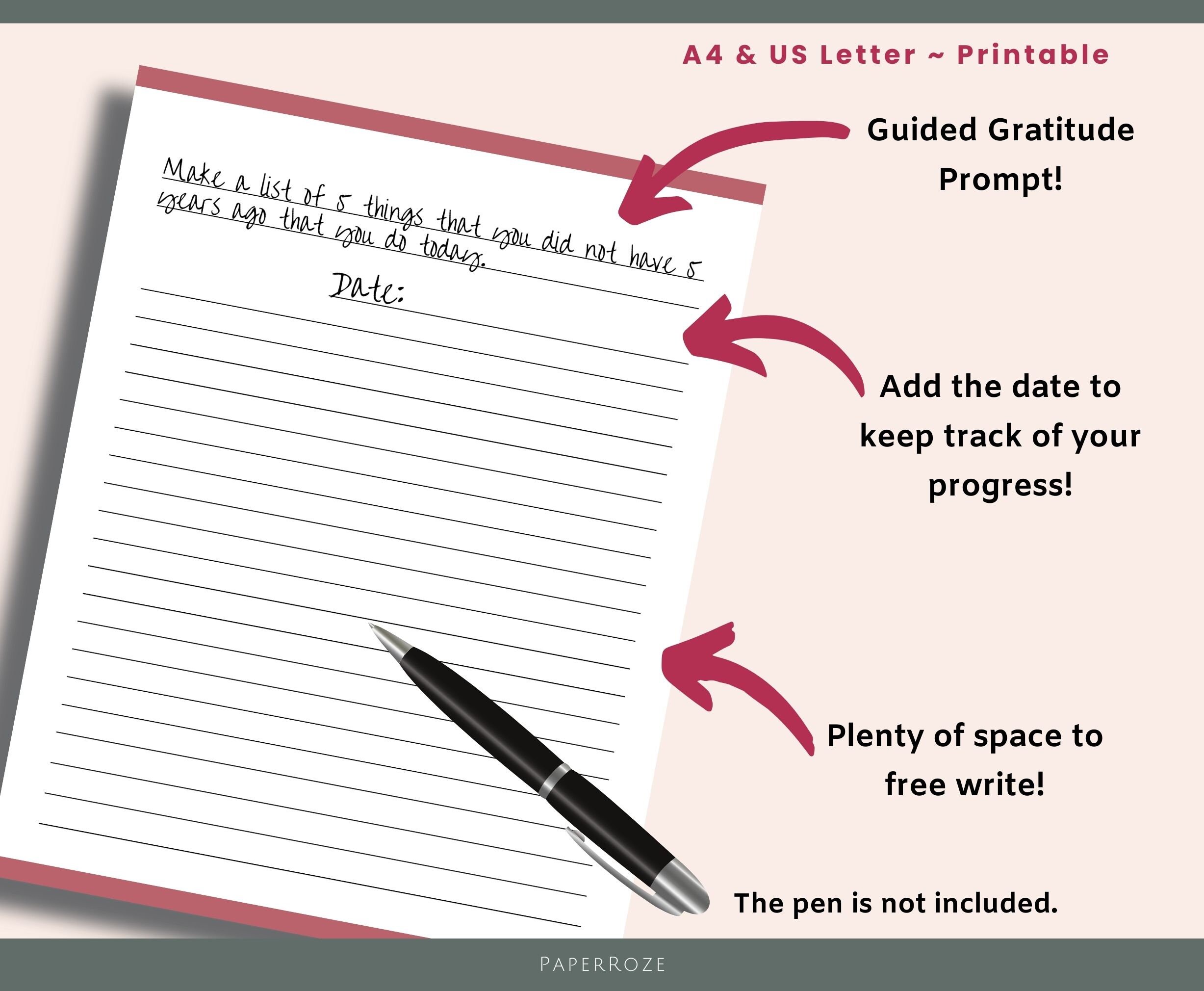 30 Day Gratitude Journal Template. Daily Prompt Journal Prompts. Self ...
