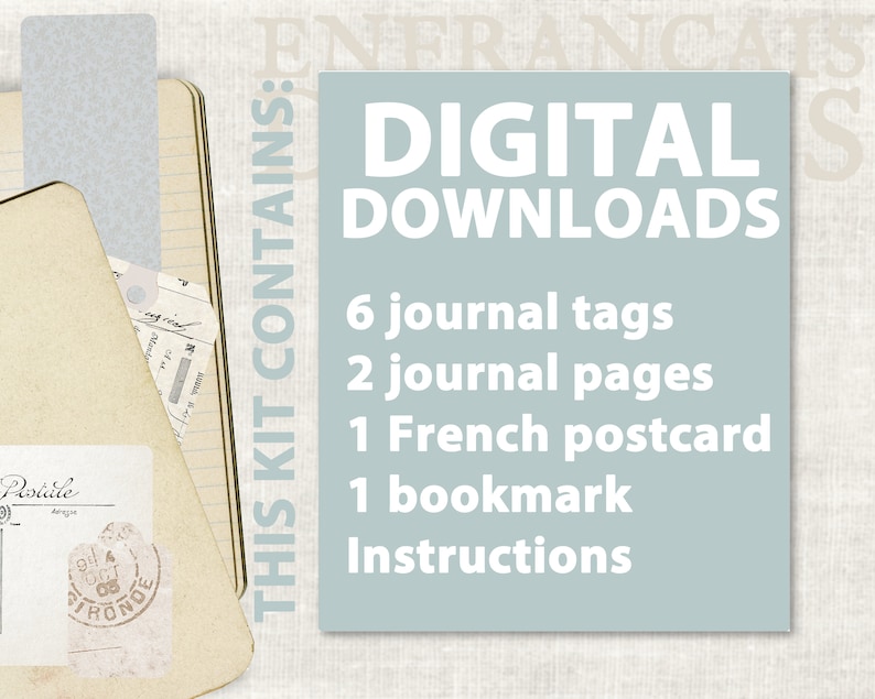 Junk Journal Kit Printables | French Tags | Junk Journal | Carte ...