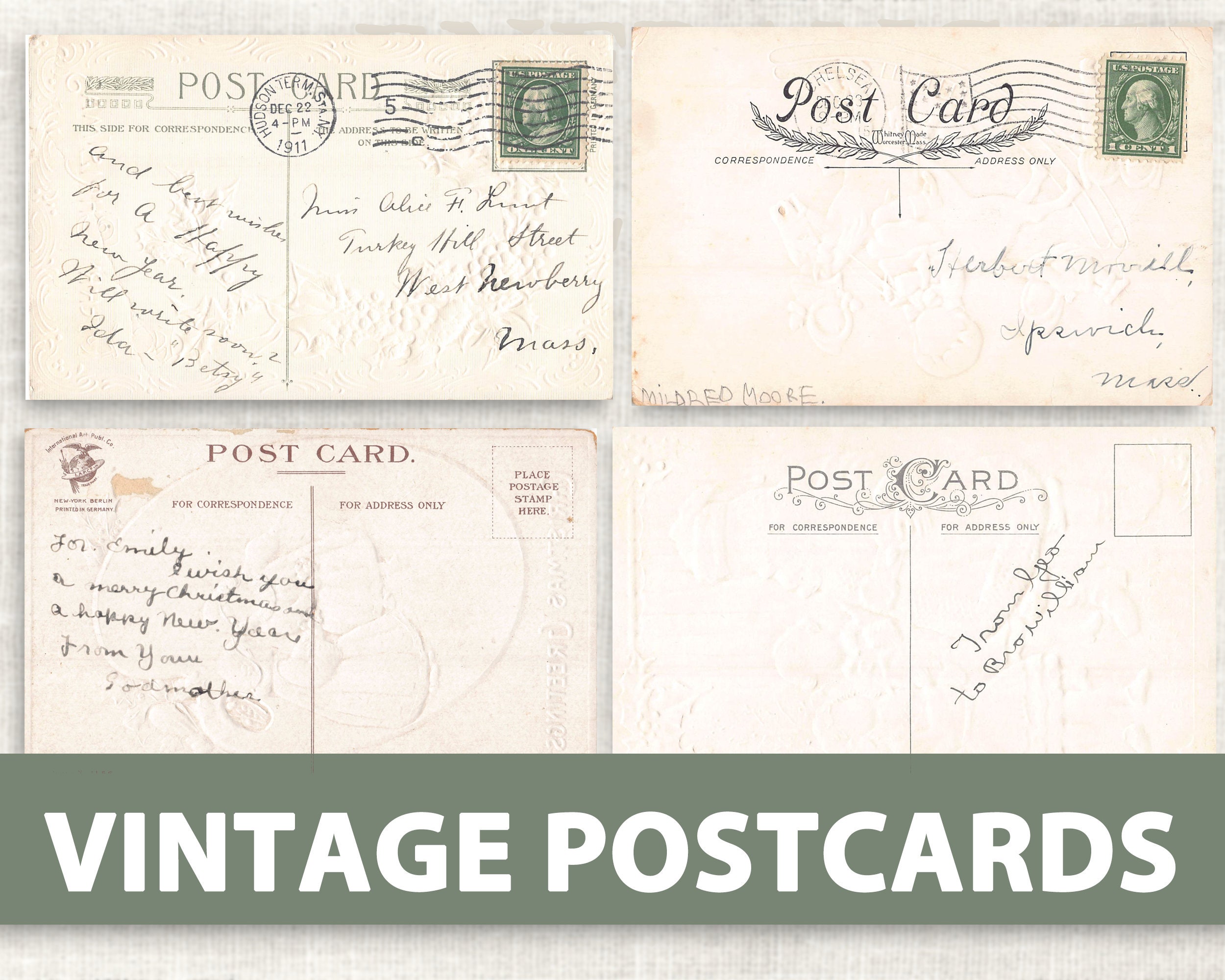 12 Vintage Postcard Printables Digital Download Postcard - Etsy