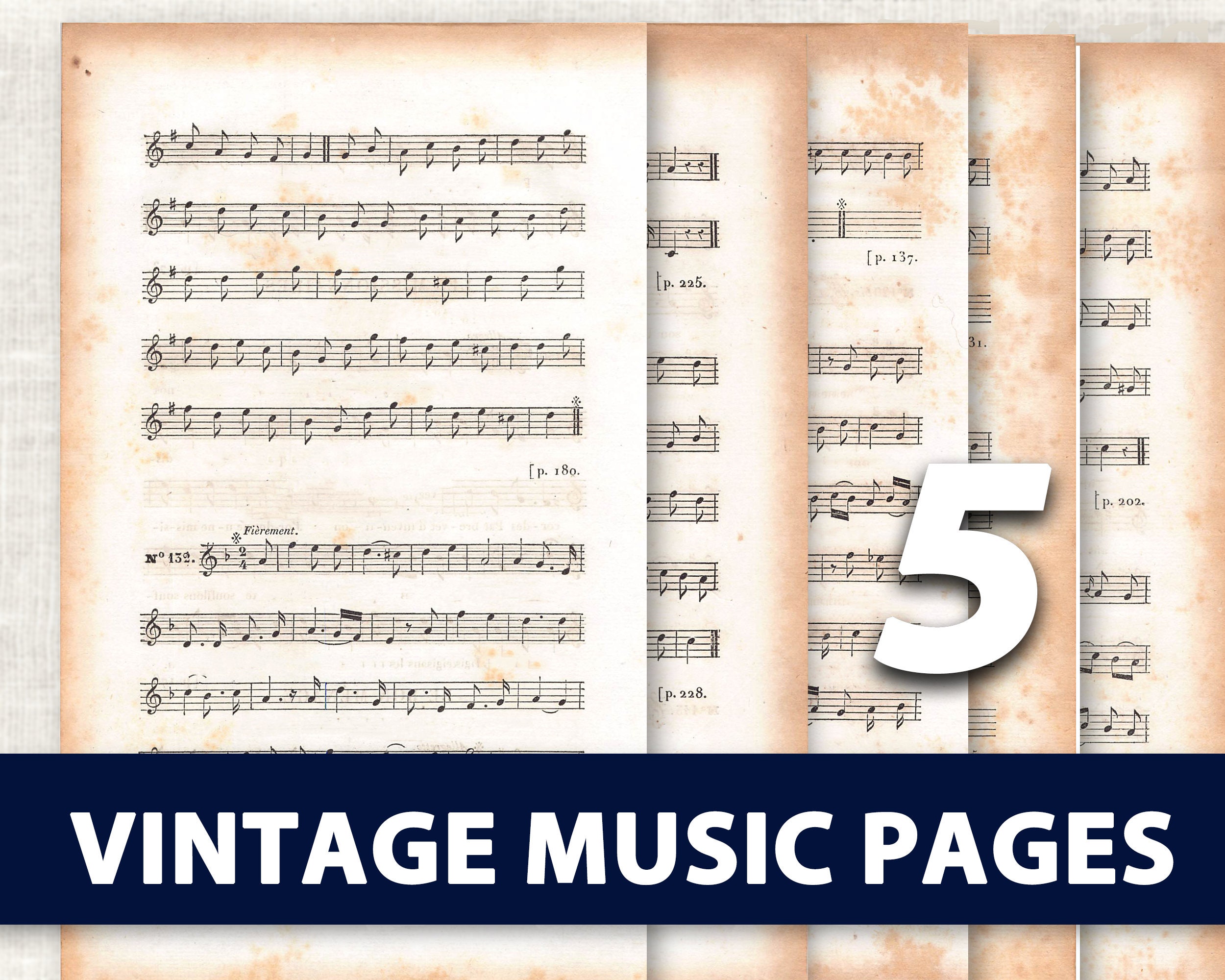 5 Music Page Printables Digital Download Music Ephemera for Junk ...