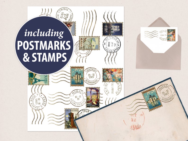 French Travel Poster Printable Stamps | Faux Postage Stamps | Vintage ...