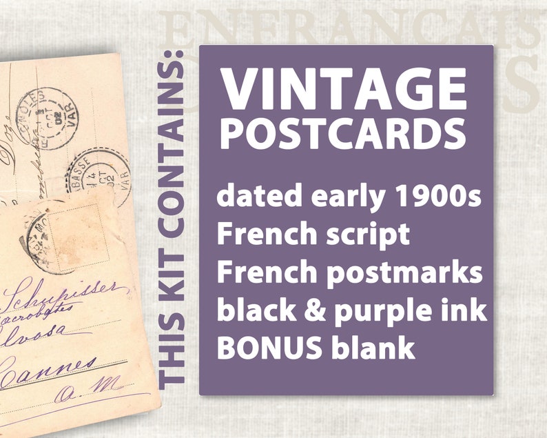 8 Vintage French Postcard Printables | Digital Download | Postcard ...
