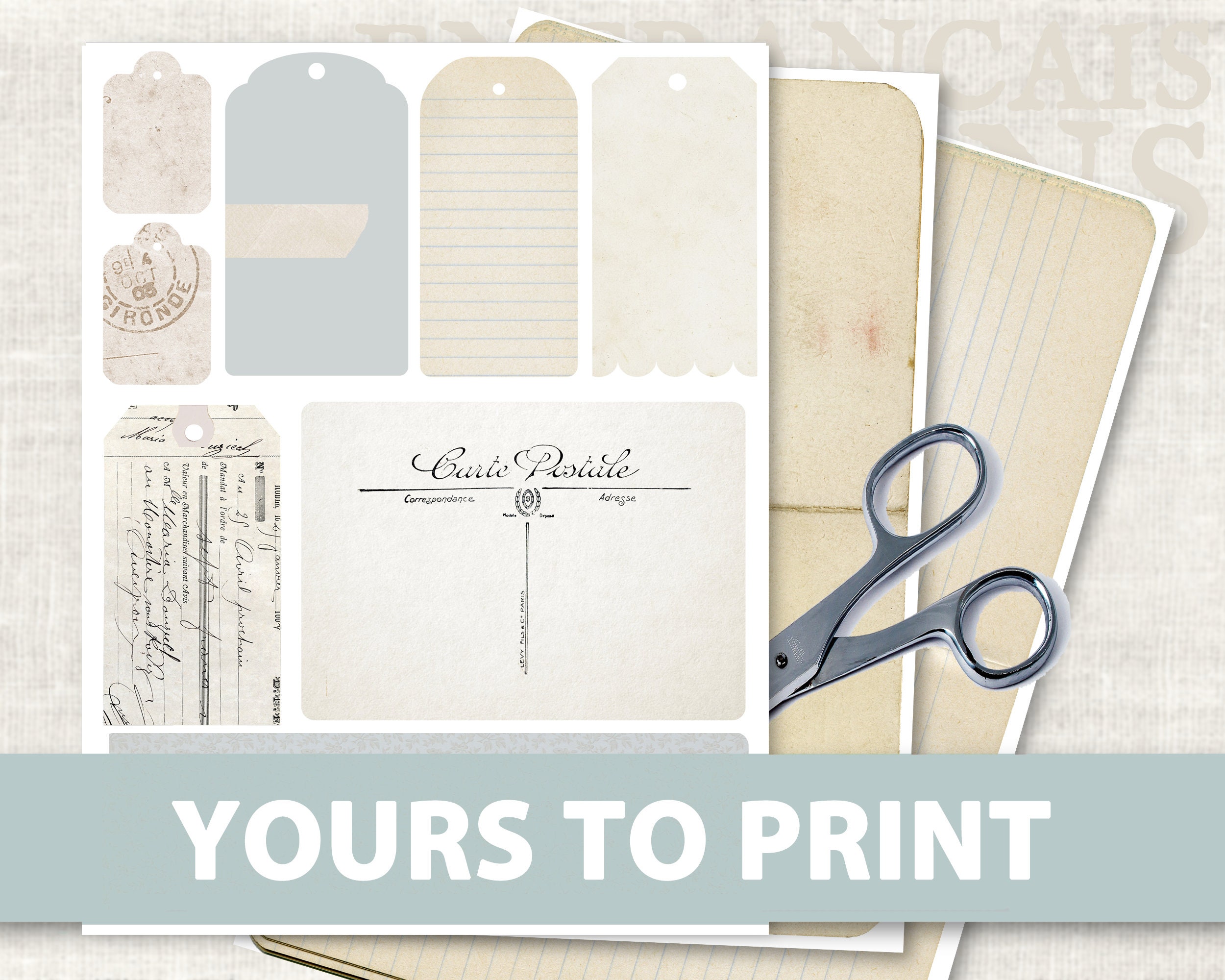 Junk Journal Kit Printables | French Tags | Junk Journal | Carte ...