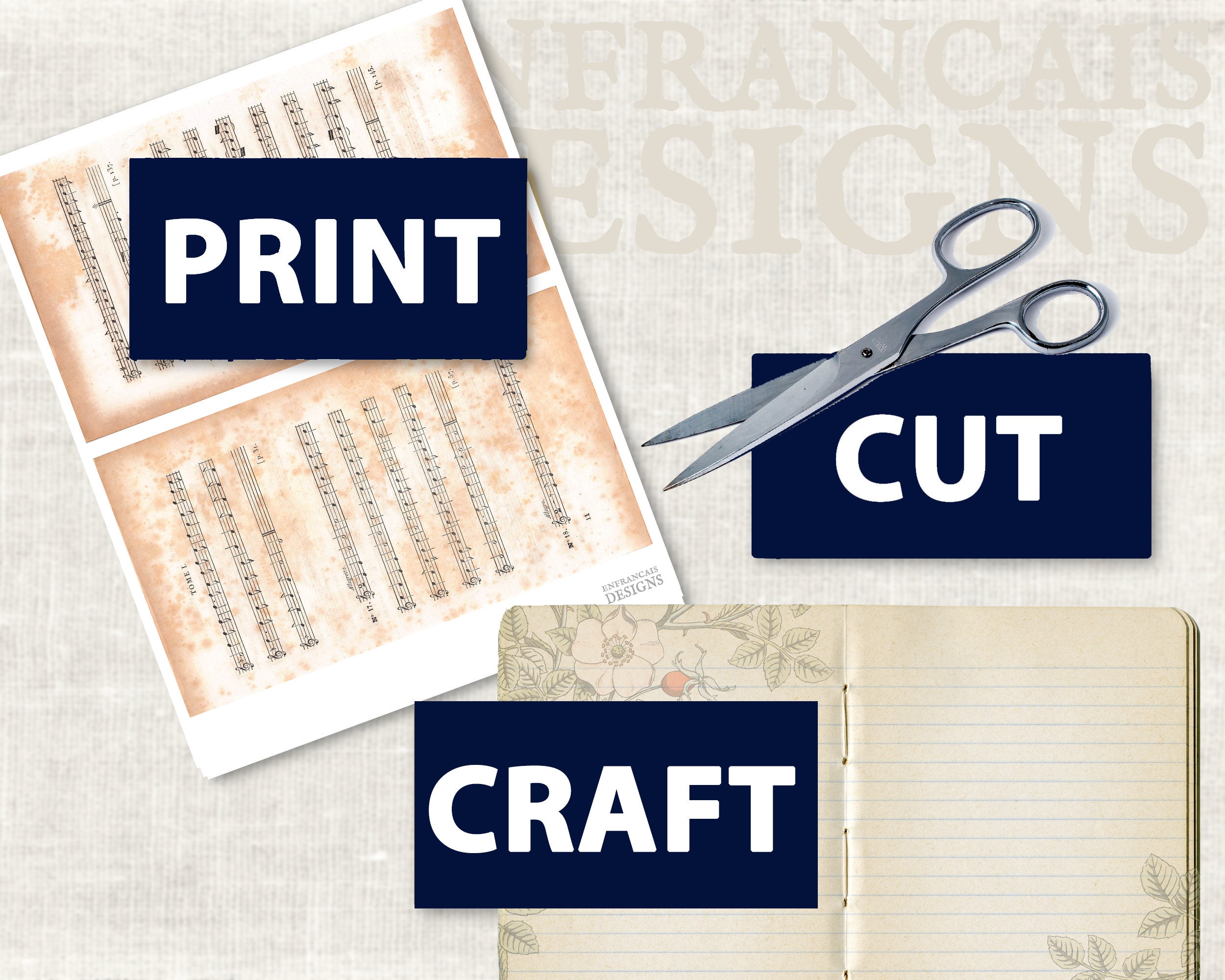 5 Music Page Printables Digital Download Music Ephemera - Etsy