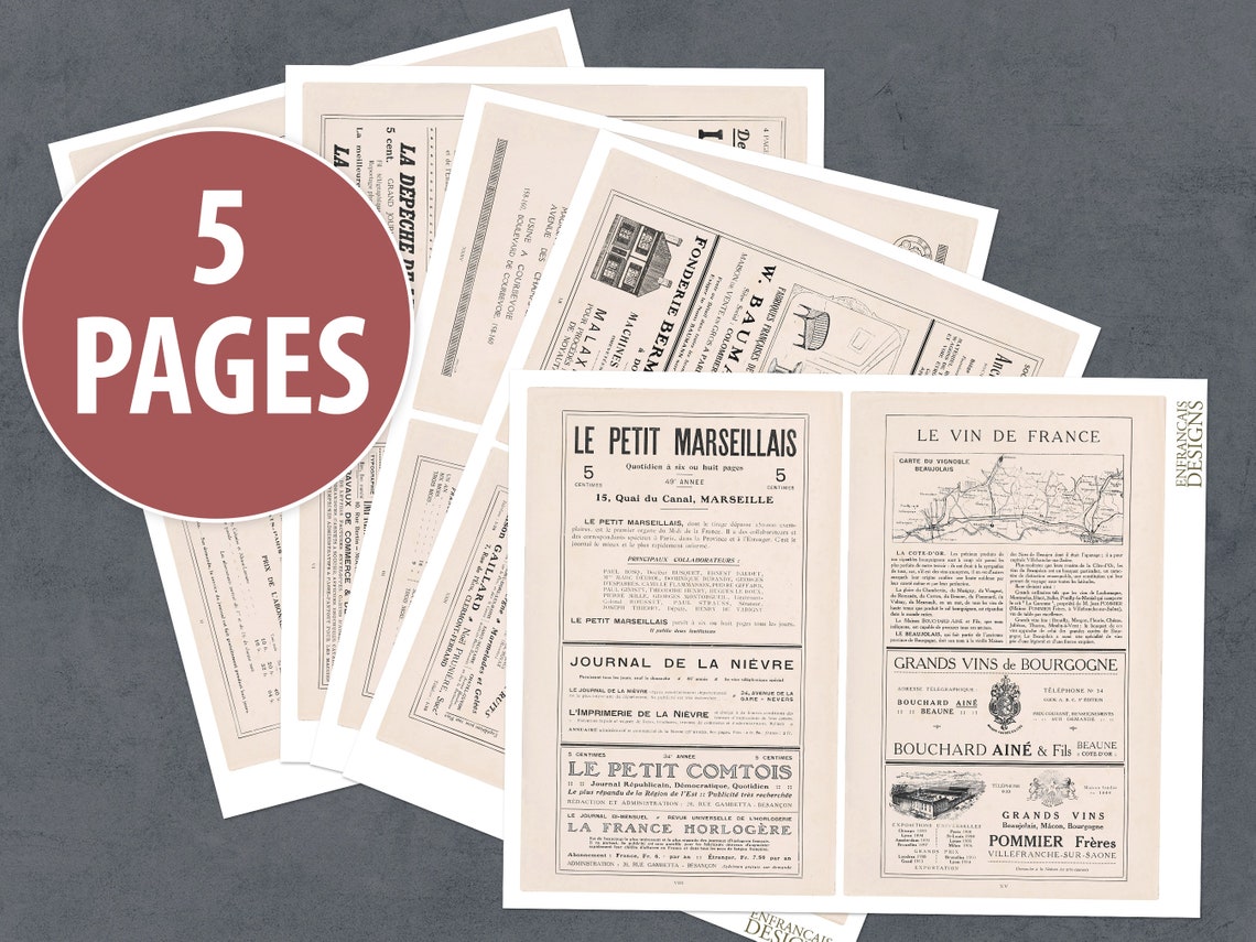 10 French Advertisement Page Printables | Digital Download | Vintage Ad ...