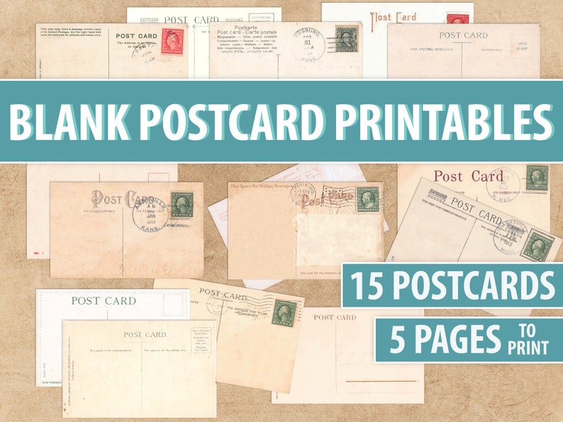 15 Blank Vintage Postcard Printables | Digital Download | Postcard ...