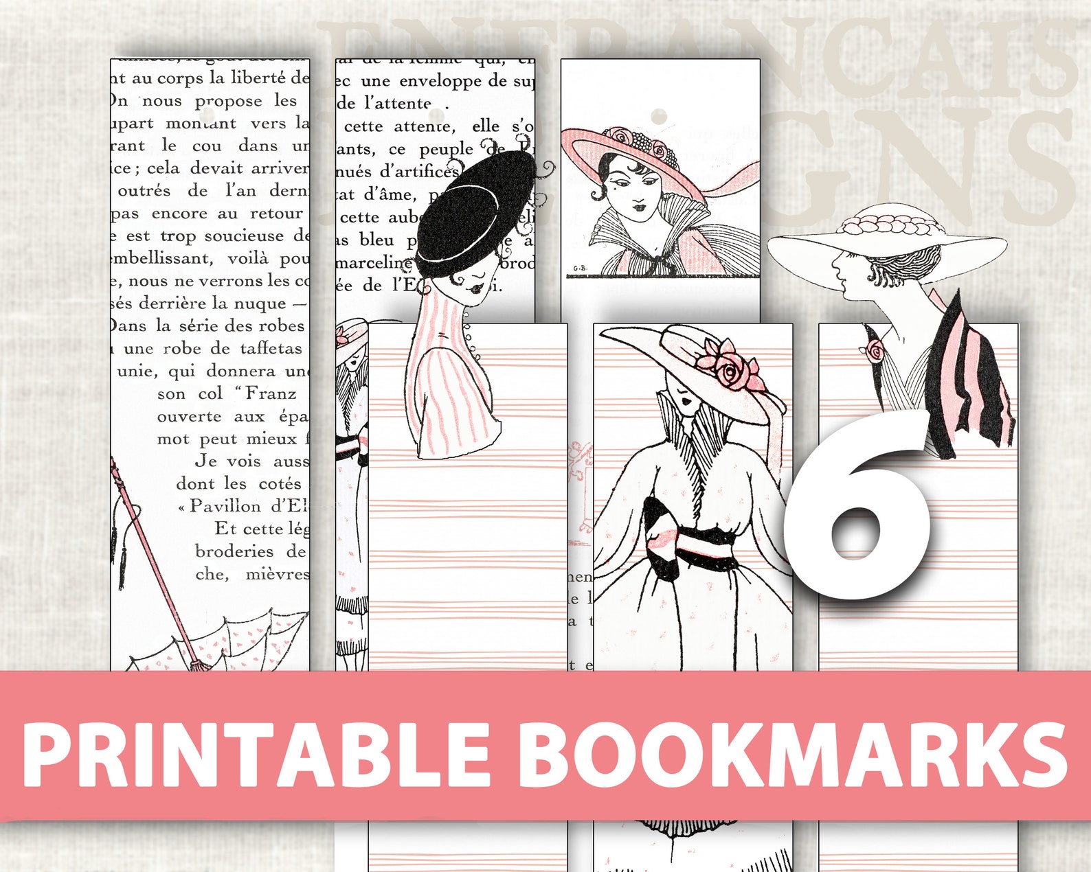 French Fashion Bookmark Printables | French Vintage | Junk Journal ...
