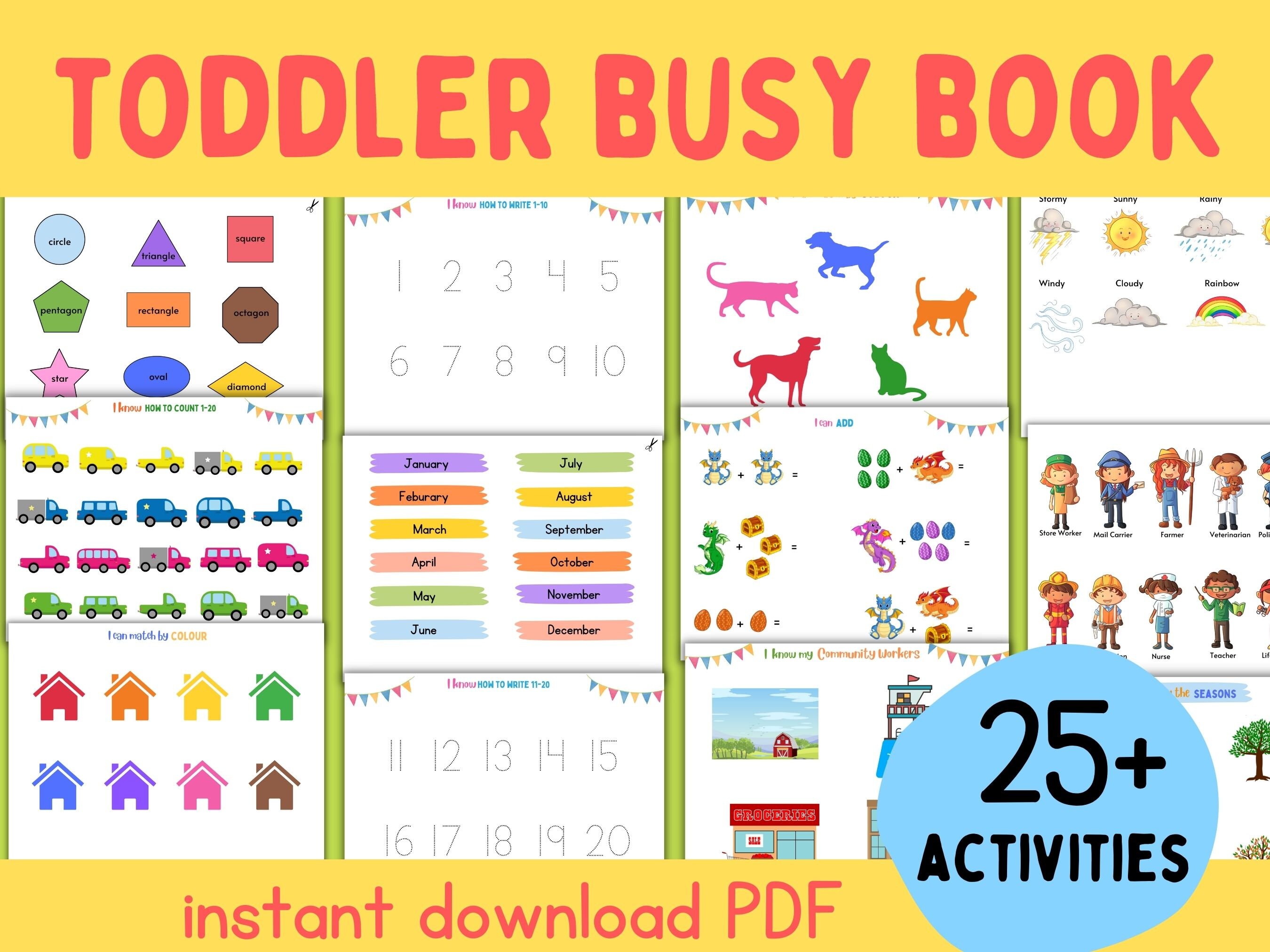 Toddler Busy Book Printable, Preschool Learning Binder, Toddler ...