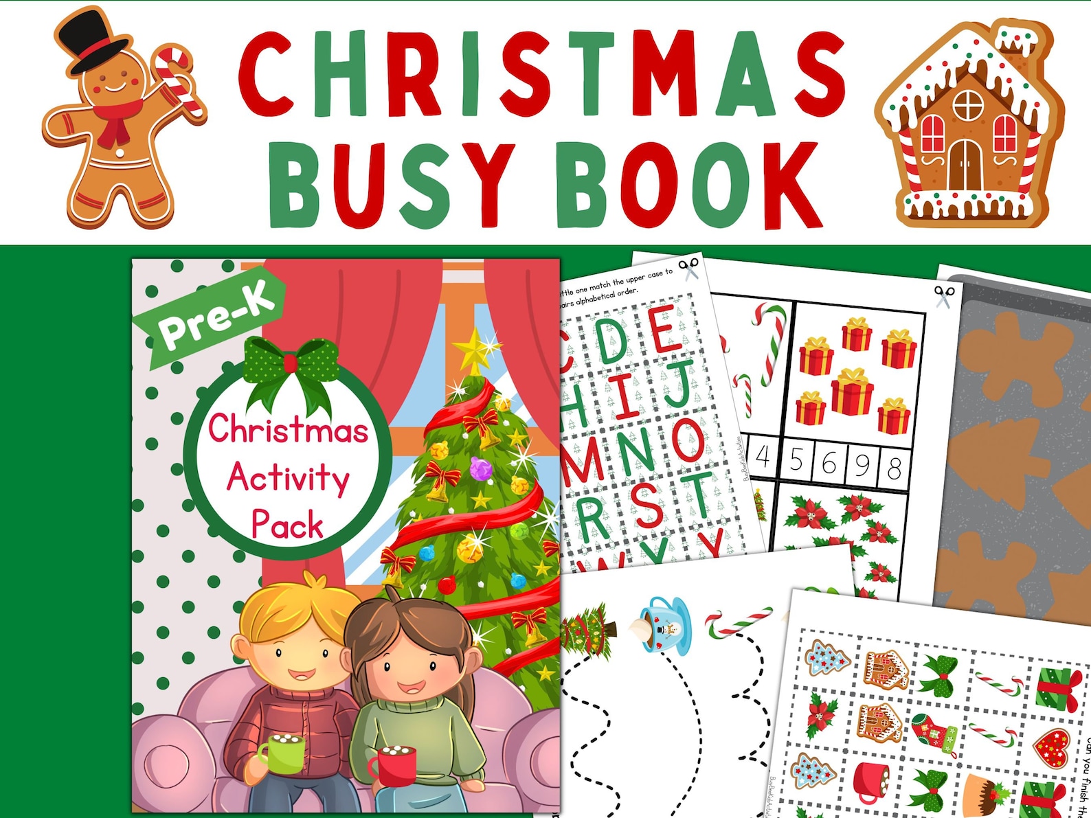 Printable Christmas Busy Book, Winter Learning Activities for Preschool ...