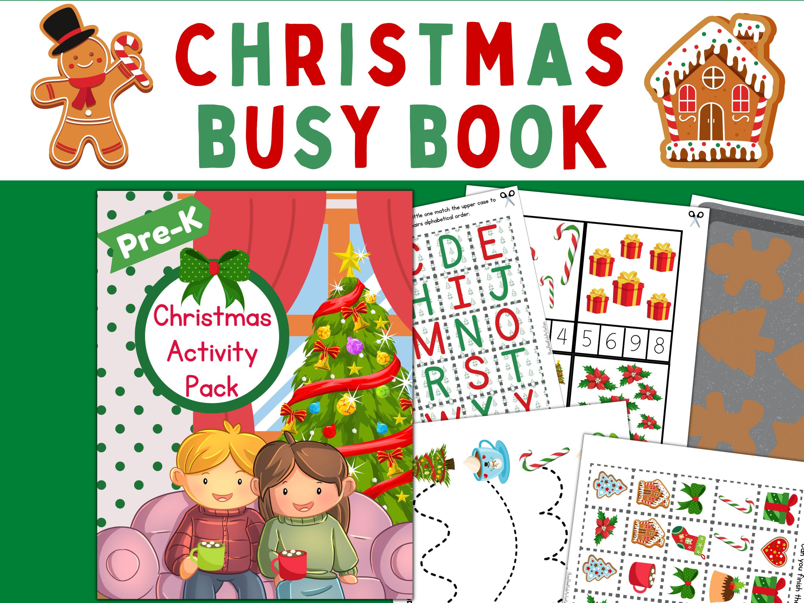 Printable Christmas Busy Book, Winter Learning Activities for Preschool ...