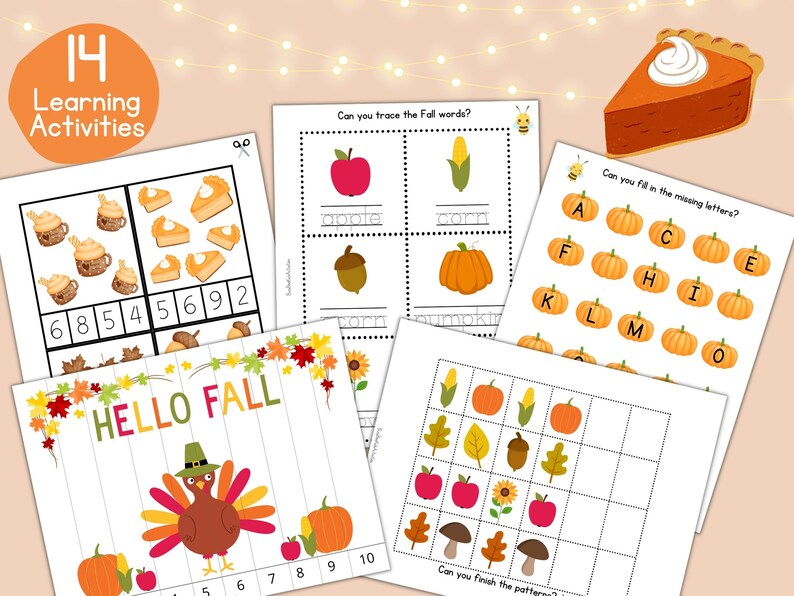 Thanksgiving Autumn Preschool Learning Binder, Fall Busy Book Printable ...
