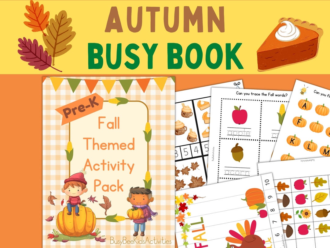Thanksgiving Autumn Preschool Learning Binder, Fall Busy Book Printable ...