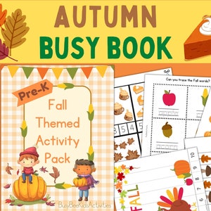Thanksgiving Autumn Preschool Learning Binder, Fall Busy Book Printable ...
