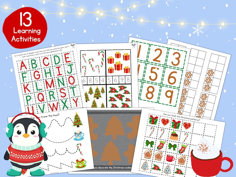 Printable Christmas Busy Book, Winter Learning Activities for Preschool ...