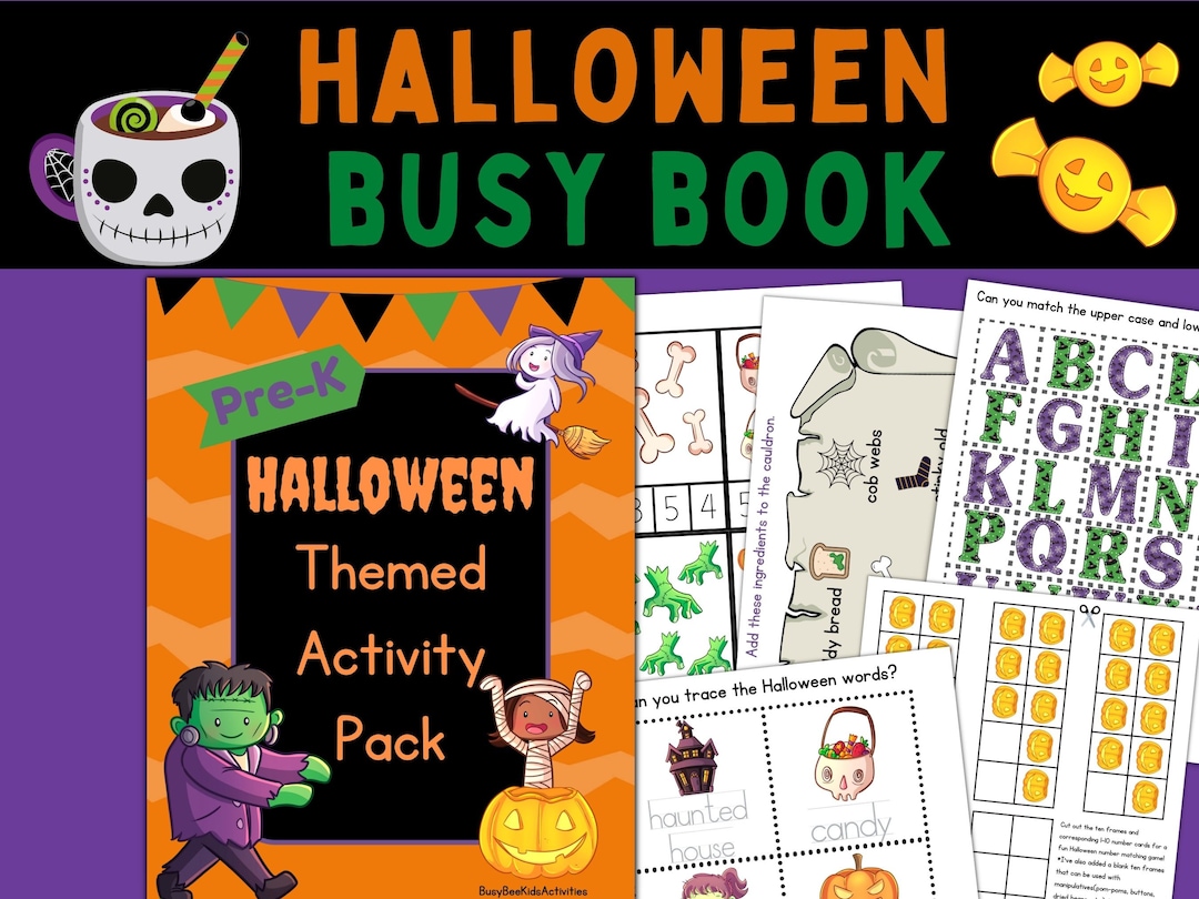 Halloween Preschool Busy Book Printable, Fall Learning Activities and ...