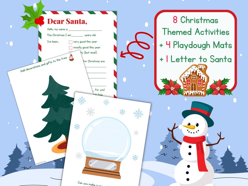 Printable Christmas Busy Book, Winter Learning Activities for Preschool ...