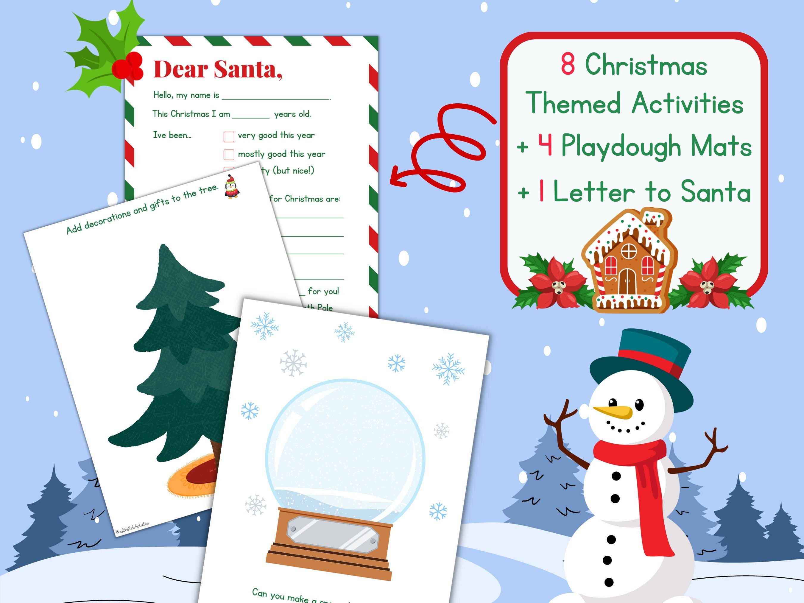 Printable Christmas Busy Book, Winter Learning Activities for Preschool ...