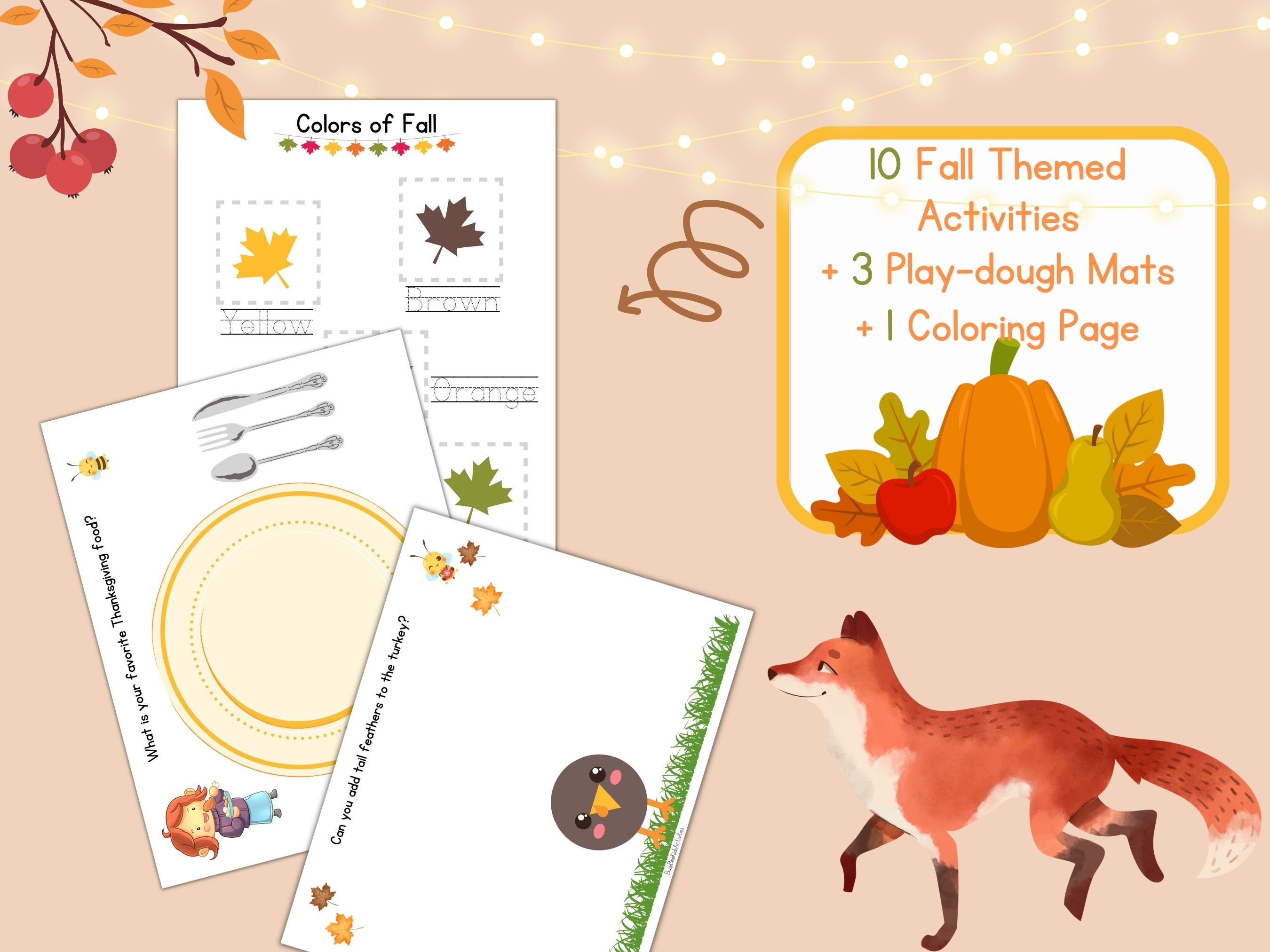 Autumn Busy Book Printable, Fall Preschool Learning Activities ...