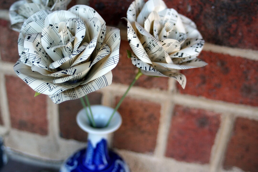 Sheet Music Recycled Paper Roses: Music Teacher Gift, Musical Wedding ...