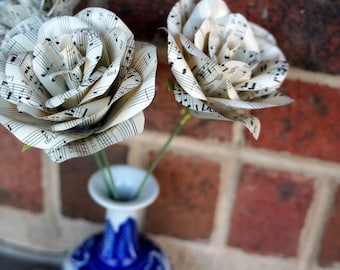 Sheet Music Roses, Handmade Paper Flowers - Etsy