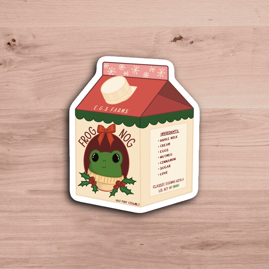 Christmas Frog Nog | Egg Nog Milk Carton Matte Vinyl Sticker - Etsy