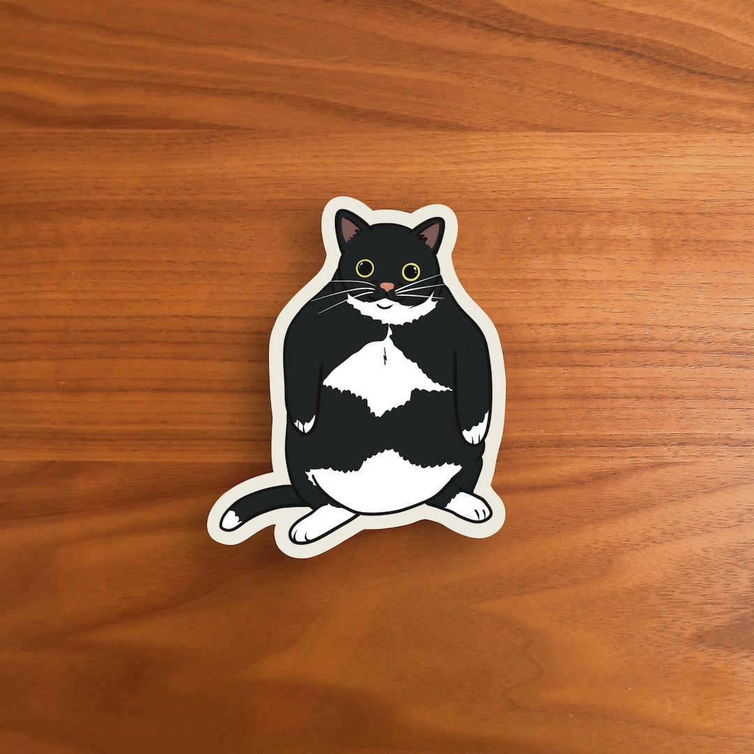 Tuxedo Cat Sticker – Chonky Kitty Waterproof Vinyl Decal - Etsy
