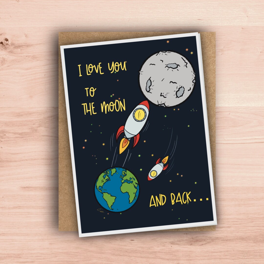 Outer Space Galaxy Anniversary Card | "i Love You to the Moon and Back ...