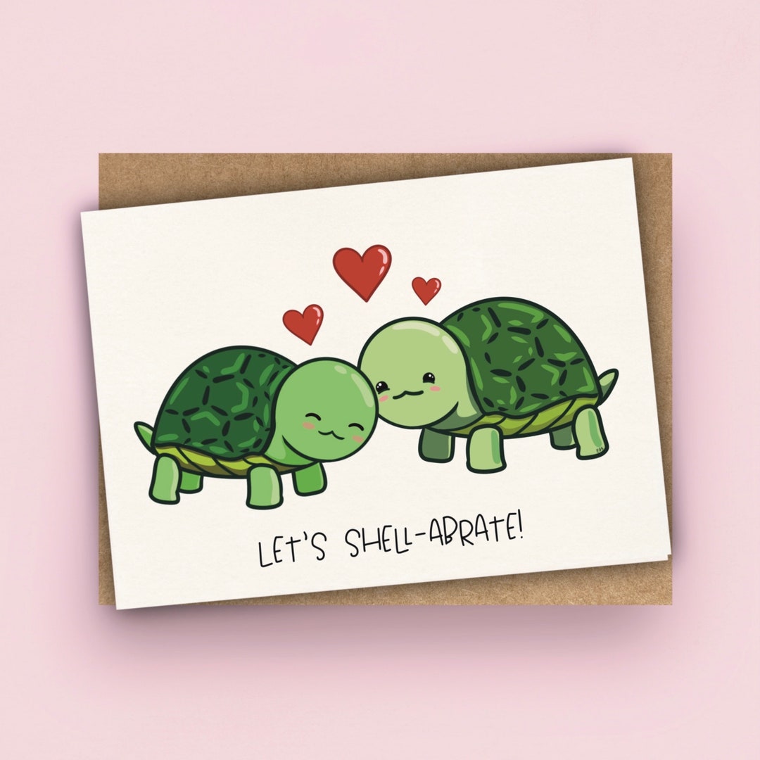Lets Shell-abrate Turtle Anniversary Card A6 Size Blank Inside - Etsy