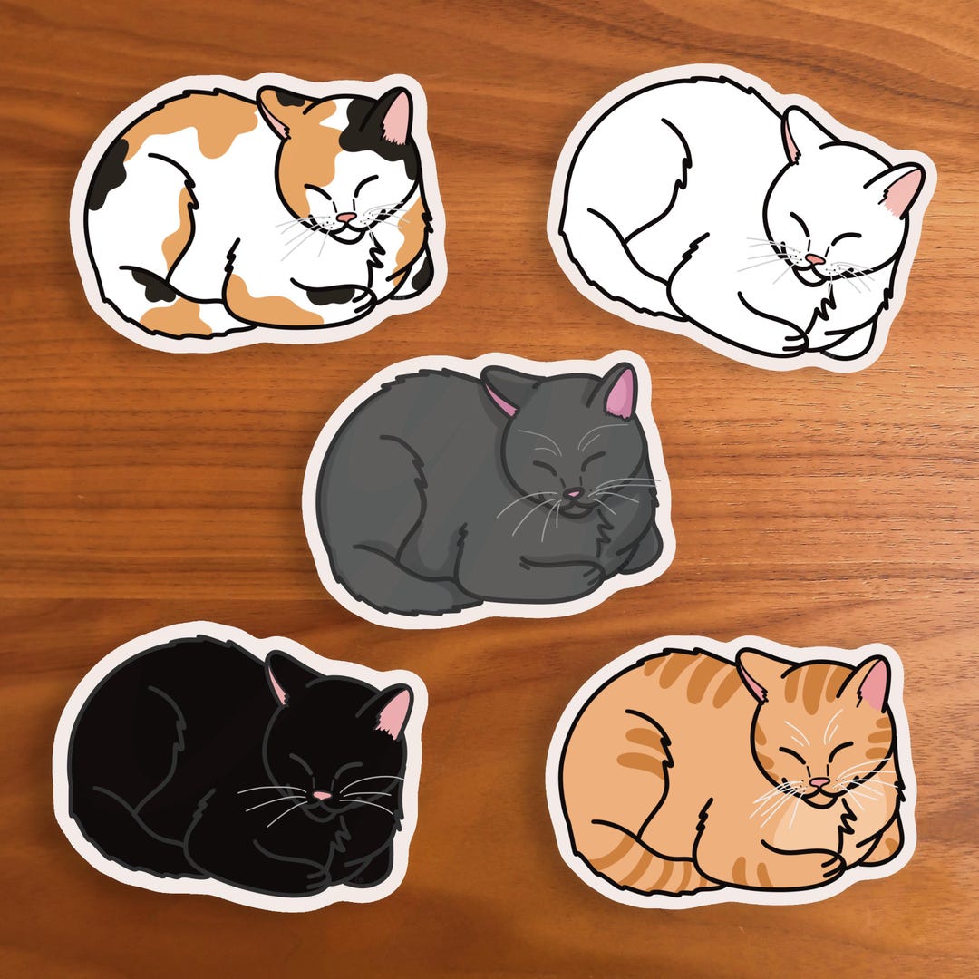 Cat Loaf Sticker | Cute Chonky Cat Decal for Laptops - Etsy