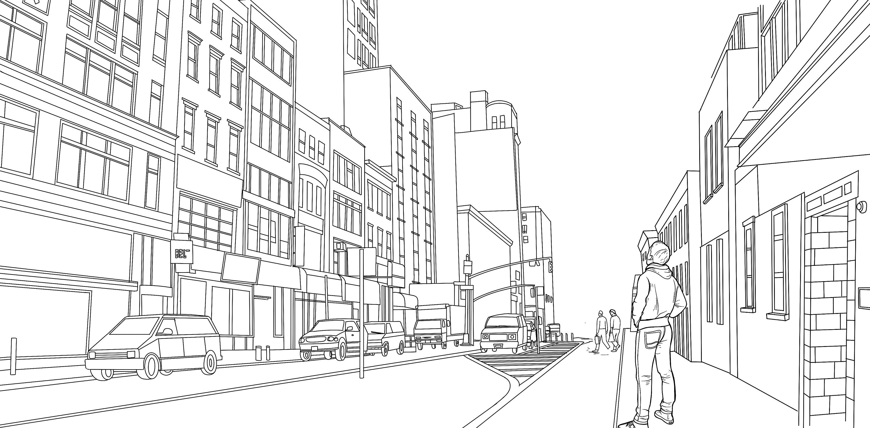 City Street Coloring Page
