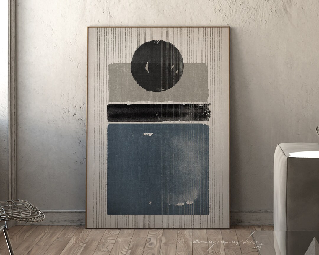 Abstract Dusty Blue Printable Wall Art Blue Black Gray - Etsy