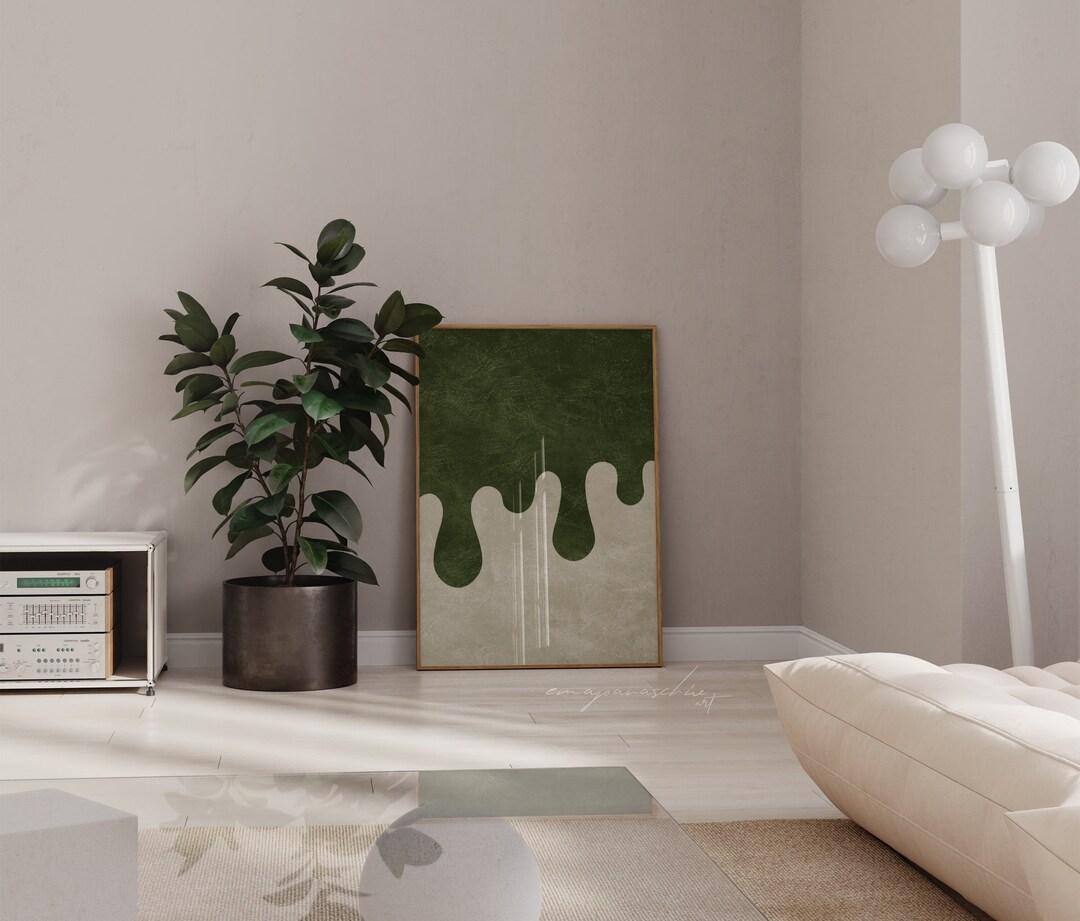 Dark Green Funky Printable Wall Art Moss Green Minimalist - Etsy