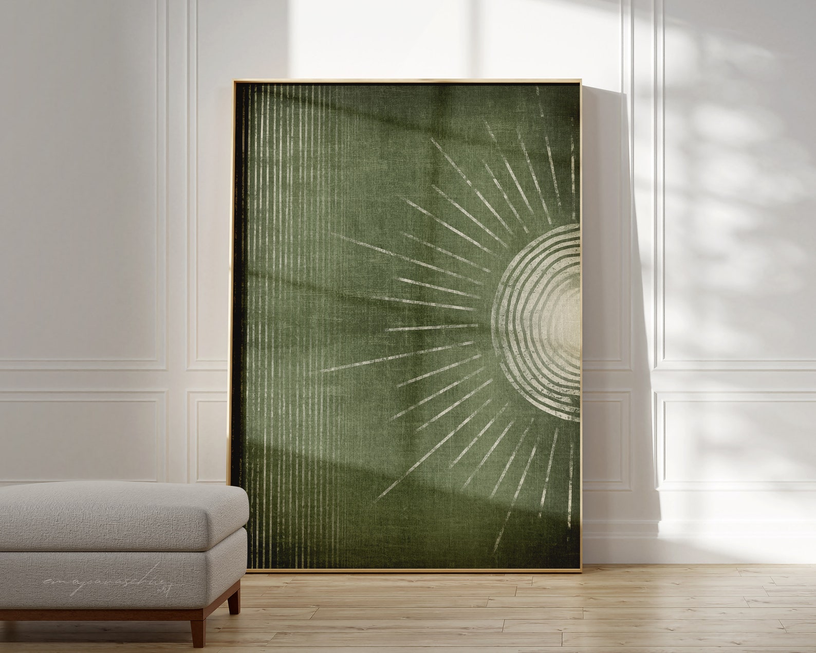 Dark Green Printable Art Set Forest Green Abstract Sun Art - Etsy