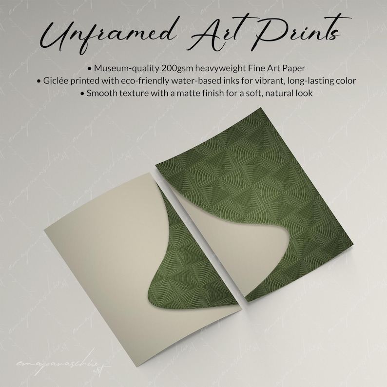 Díptico minimalista ondulado verde, conjunto de 2 peças com elegantes ...