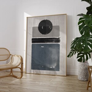 Abstract Dusty Blue Printable Wall Art, Blue Black Gray Digital Art ...