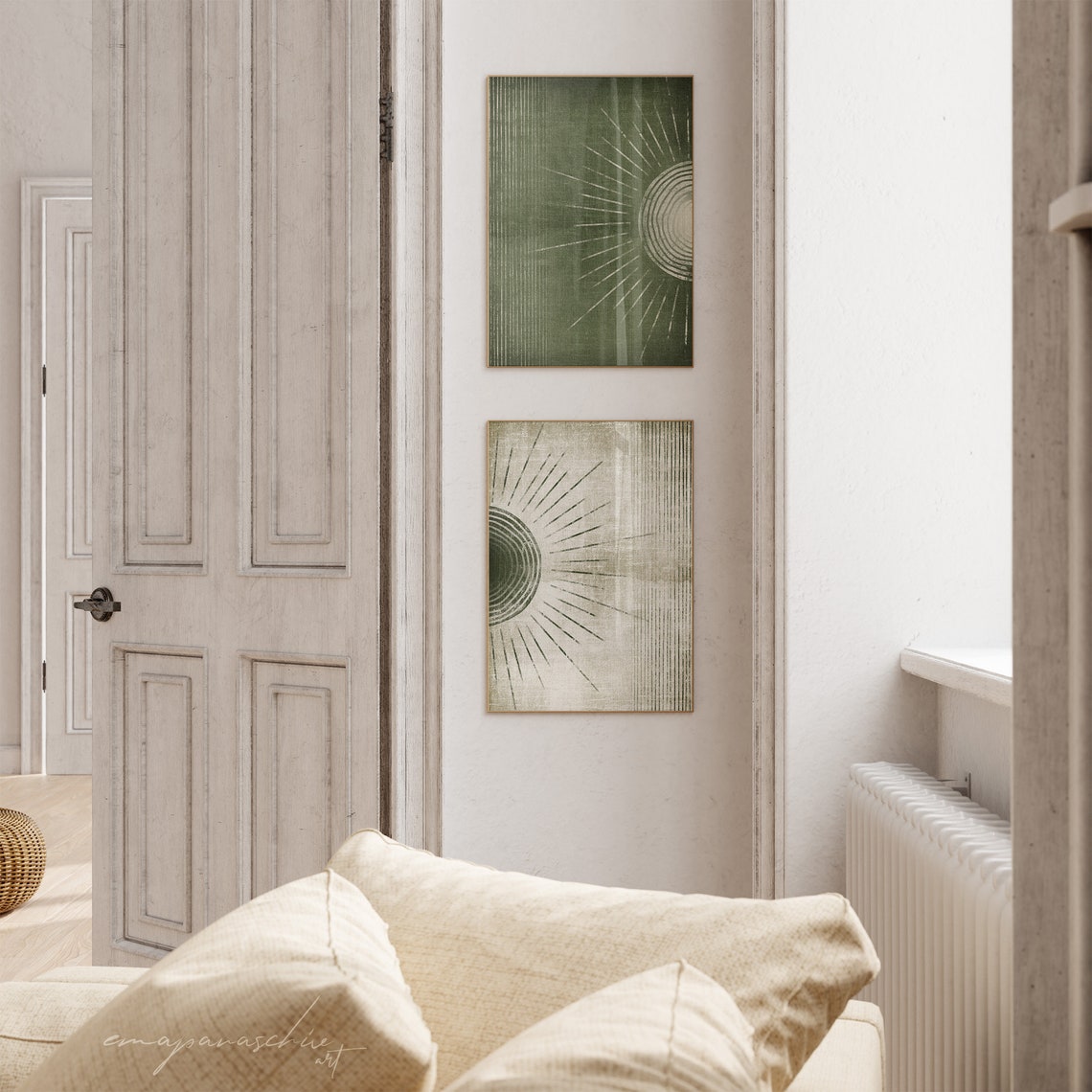 Dark Green Printable Art Set Forest Green Abstract Sun Art - Etsy