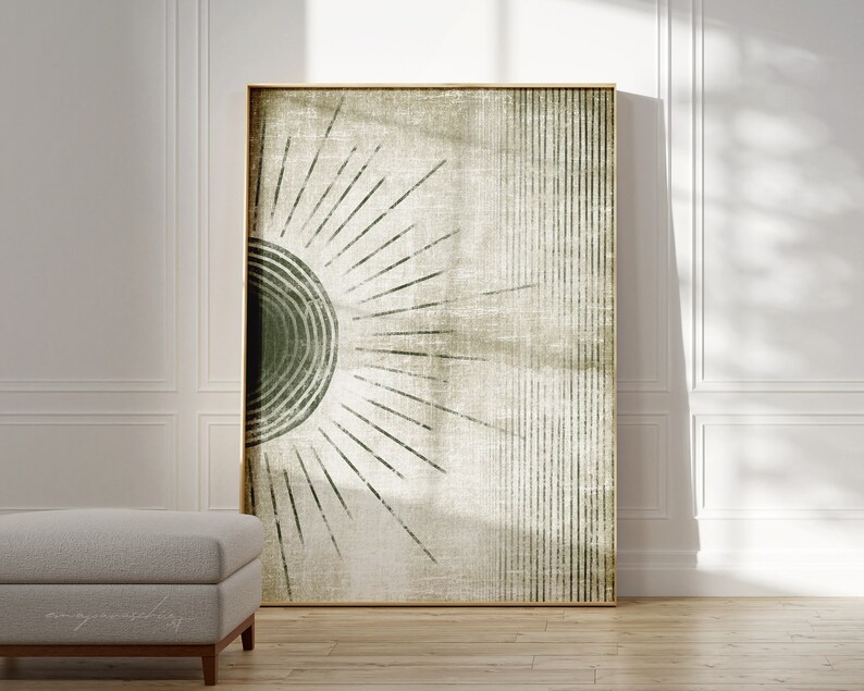 Dark Green Printable Art Set Forest Green Abstract Sun Art - Etsy