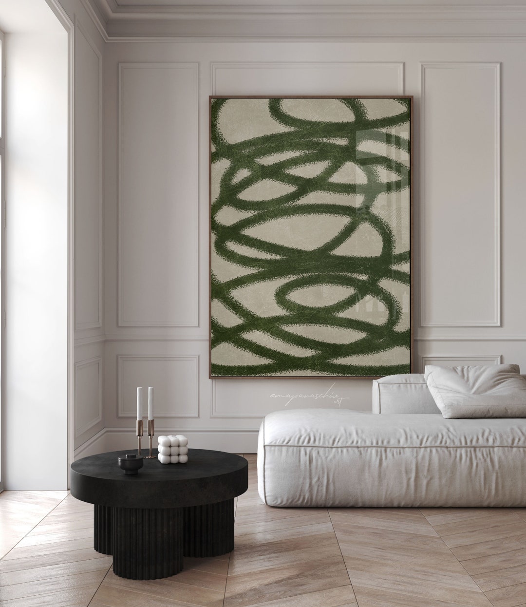 Dark Retro Green Modern Scribble Download Art, Chunky Line Art Doodle ...