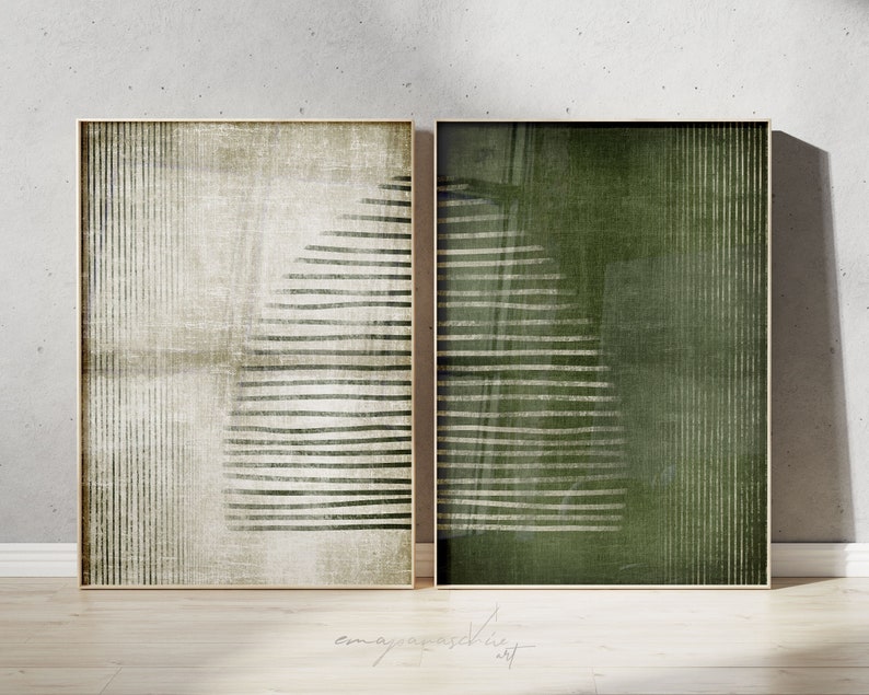 Forest Green Printable Art Set Dark Green Minimalist Art - Etsy
