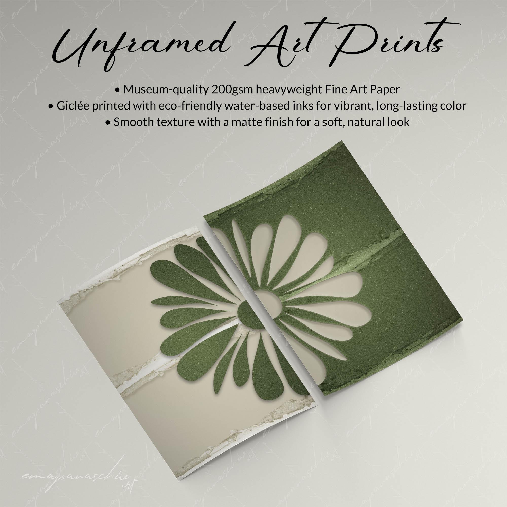 Green Flower Bloom Minimalist Petal Diptych, 2 Piece Art Prints, Framed ...