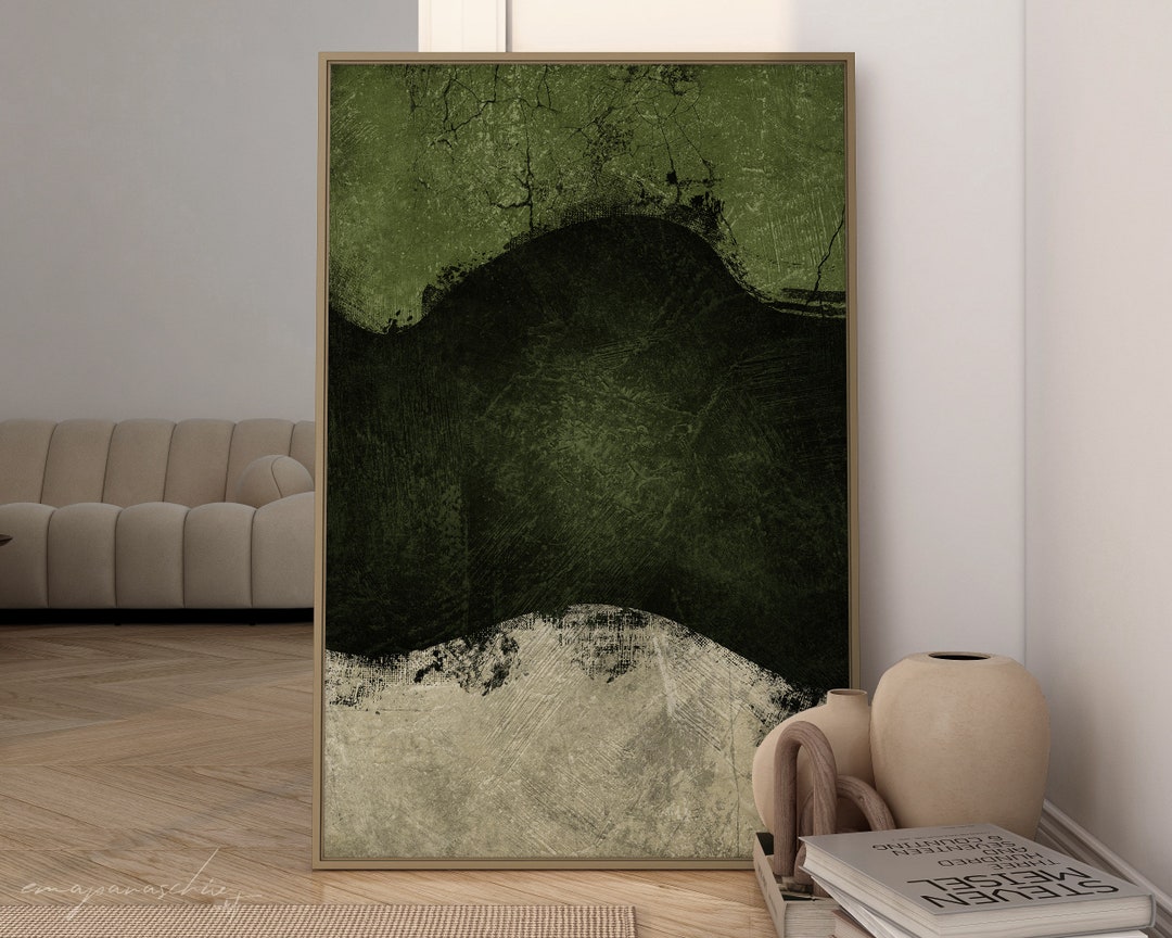 Moody Dark Green Digital Download Wall Art, Forest Green Black Cream ...