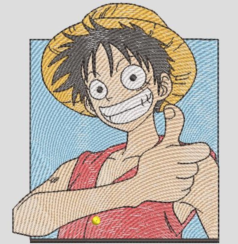 Hand-embroidered Luffy Portrait - One Piece Anime Art - Unique Custom ...
