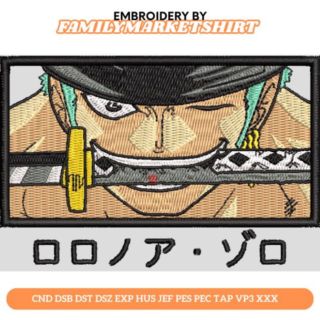 Roronoa Zoro Embroidery Design, Anime Embroidery Design, Zoro, Instant ...