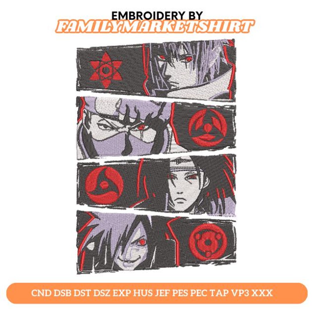 Itachi Uchiha Embroidery Design - Naruto Inspired Anime - Machine ...